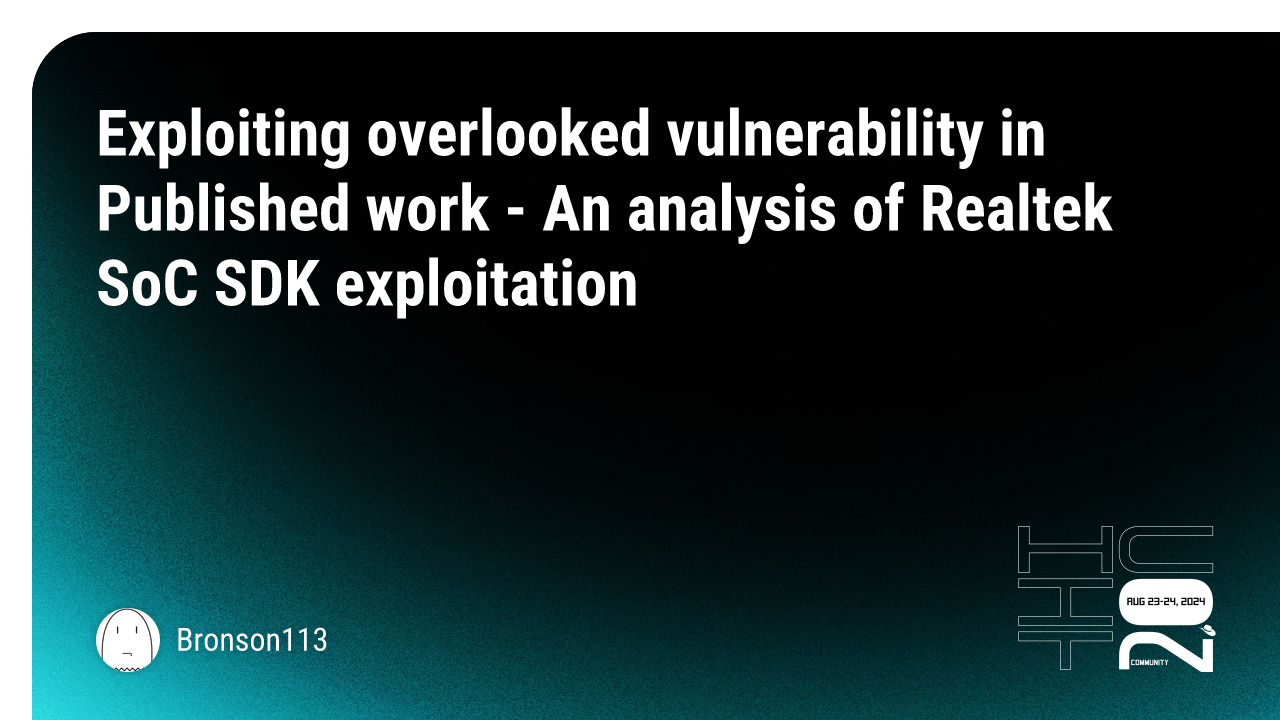 Exploiting overlooked vulnerability in Published work - An analysis of Realtek SoC SDK ...
